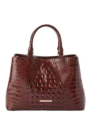 Brahmin Croc Embossed Leather Satchel Pecan Melbourne