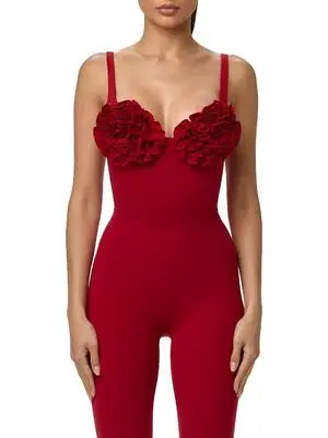Naked Wardrobe Rosette Bust Bodysuit - Ruby Red
