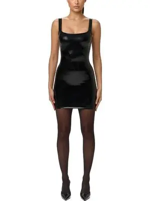 Naked Wardrobe Vinyl Mini Dress - Black