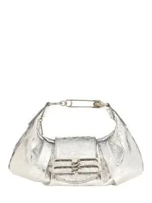 Balenciaga Pamela Crinkled Metallic Leather Shoulder Bag - 8122 Silver