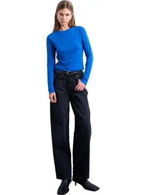 Topshop Everyday Long-sleeve T-shirt - Medium Blue