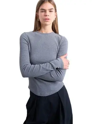 Topshop Ribbed Crewneck Top - Grey