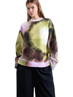 Topshop Tie Dye Oversized Cotton Blend Sweatshirt - Pink