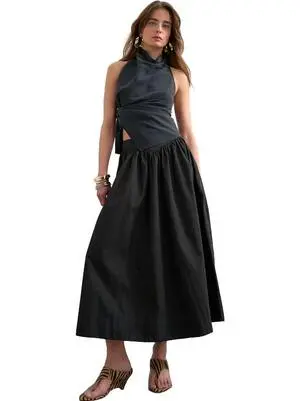 Topshop Saloon Maxi Skirt Black