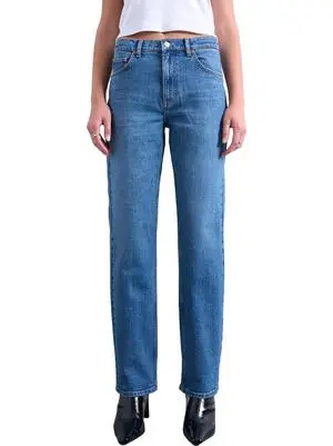 Topshop Orson Mid-rise Straight Leg Jeans - Vintage Blue