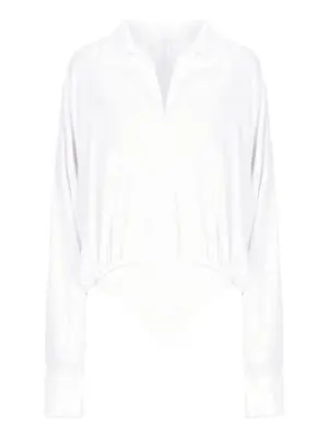 Norma Kamali Oversized Shirt Bodysuit - White