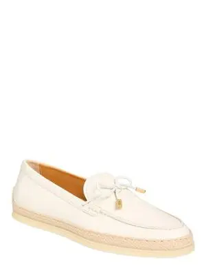 TOD'S Raffia Trim Boat Shoe Bianco Calce