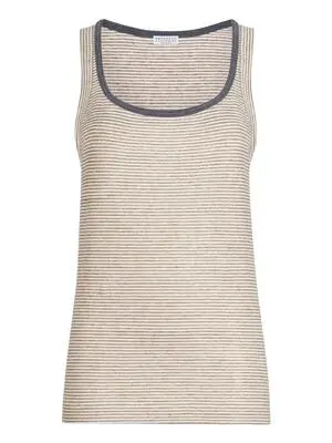 Brunello Cucinelli Linen Tank Top - Brown