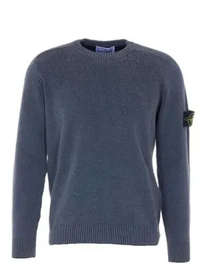 Stone Island Crew Neck Sweater With Logo - Grey