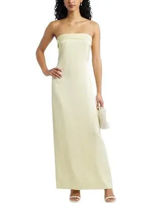 Bp. Strapless Satin Gown - Yellow Frost