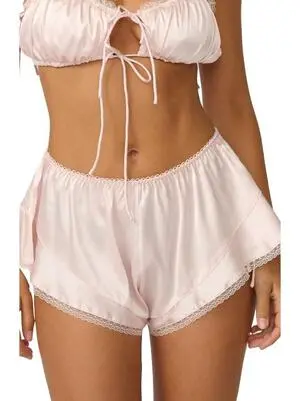 KAT THE LABEL Lulu Lace Trimmed Shorts - Ballerina