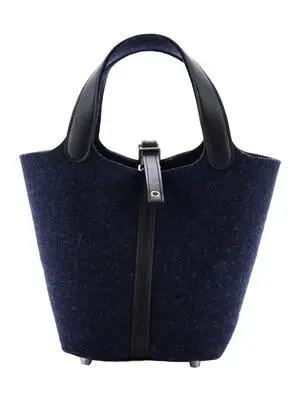 HERMES Picotin Lock Bag Felt With Leather Pm - Bleu Nuit