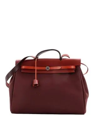 HERMES Herbag Zip Leather And Toile 39 - Bordeaux