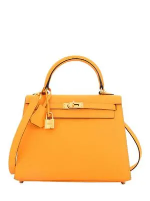 HERMES Kelly Handbag Jaune D'Or Epsom 25
