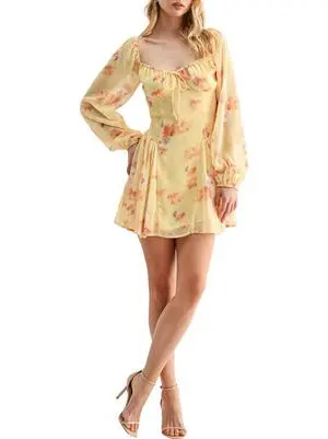 ALL IN FAVOR Floral Fit & Flare Minidress - Yellow Floral