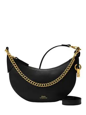 Polo Ralph Lauren Mini Polo Id Chain Leather Crossbody Bag - Black