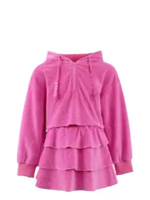 MIA BELLE GIRLS Terry Hoodie And Ruffle Skirt Set - Pink