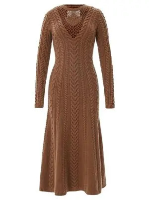 DODIEE Cable-Knit Maxi Dress Camel