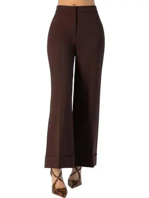 IVONNE Straight-leg Culottes With Wide Hem - Brown