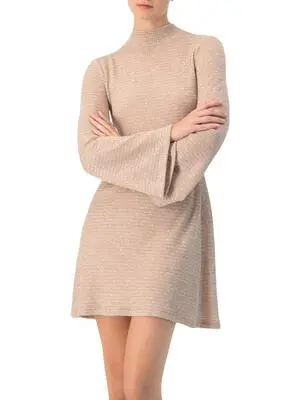 IVONNE Short Knitted Long Sleeve Dress - Dusty Pink