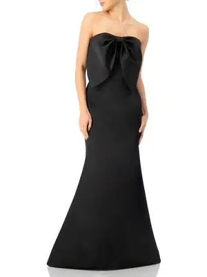 IVONNE Strapless Mermaid Gown With Bow - Black