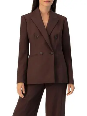 IVONNE Tailored Double Breasted Blazer - Brown