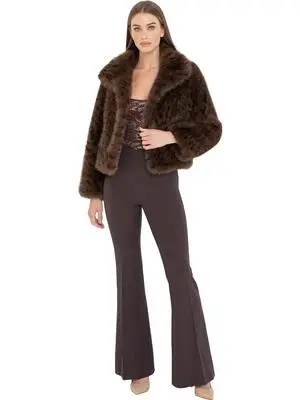 Generation Love Faux Fur Leopard Jacket - Animal/ Brown