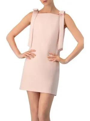 IVONNE Solid Mini Dress With Bow Straps - Dusty Pink