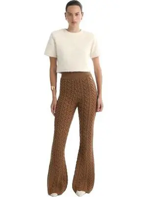 DODIEE Lily Cable-Knit High-Waisted Pants Camel