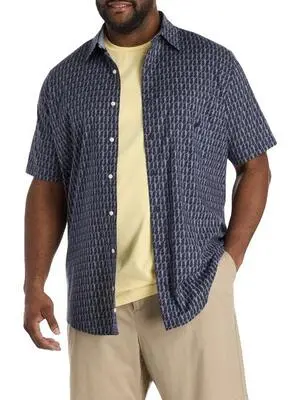 NAUTICA Big & Tall Rope-printed Sport Shirt - Navy Seas