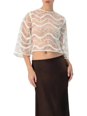 IVONNE Bell Sleeve Sheer Blouse - Ivory