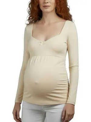 Motherhood Maternity Sweetheart Side-ruched Long Sleeve Tee - Soft Yellow