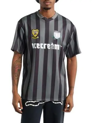 ICECREAM Striped Soccer Jersey - Black