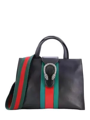 Gucci Web Dionysus Top Handle Medium Tote Bag - Black