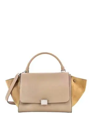 Celine Trapeze Leather Medium Satchel - Neutrals