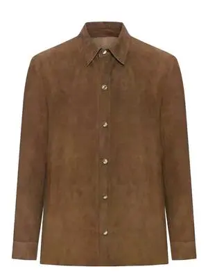 SALVATORE SANTORO Button Leather Jacket - Brown