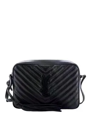 Saint Laurent Lou Camera Matelasse Chevron Leather Crossbody Bag - Black