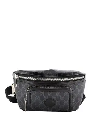 Gucci Interlocking G Patch Gg Coated Canvas Large Belt Bag - Black