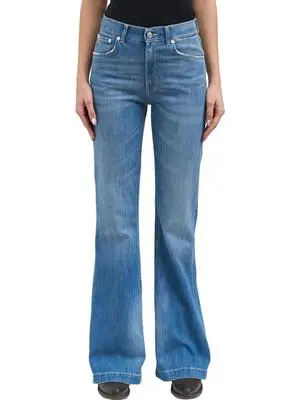 DONDUP Straight Leg High Rise Stretch Denim Jeans - Blue