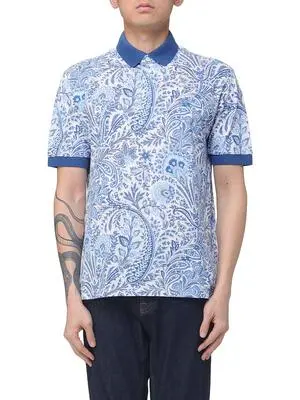 Etro Printed Cotton Polo Shirt - Blue