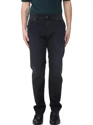 Dolce & Gabbana Slim Fit Stretch Denim Jeans With Logo Plaque - Grey