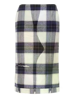 PUSHBUTTON Plaid-pattern Midi Skirt - Neutrals