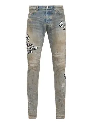 Amiri Domino Applique Skinny Jean - Blue