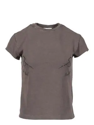 JEAN PAUL GAULTIER Stretch Cotton Baby Tee With Embroidery - Red