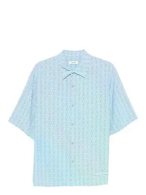 Sandro Link Print Loose-fit Shirt Blue