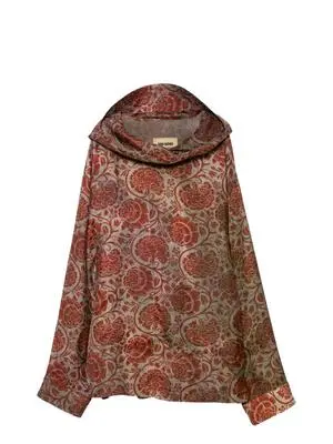 UMA WANG Floral Print Hooded Top - Red