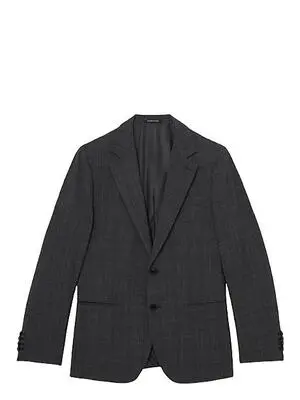 REISS Single-breasted Check Wool-blend Blazer - Charcoal Grey
