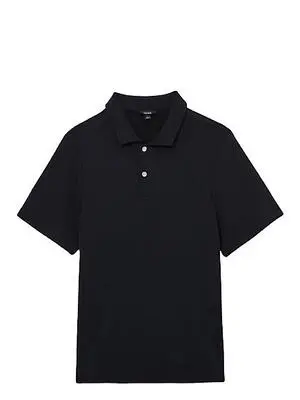 REISS Kennedy Buttoned Textured Polo Top Xs Navy