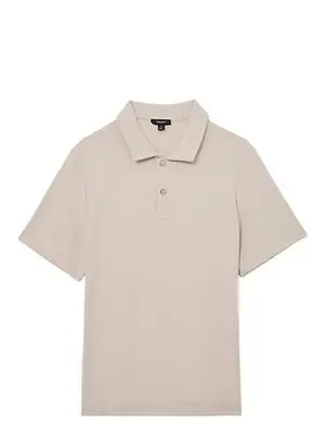 REISS Kennedy Buttoned Textured Polo Top Xs Stone