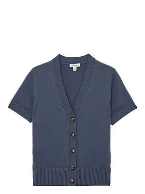 REISS Cotton And Wool-blend Cardigan - Blue